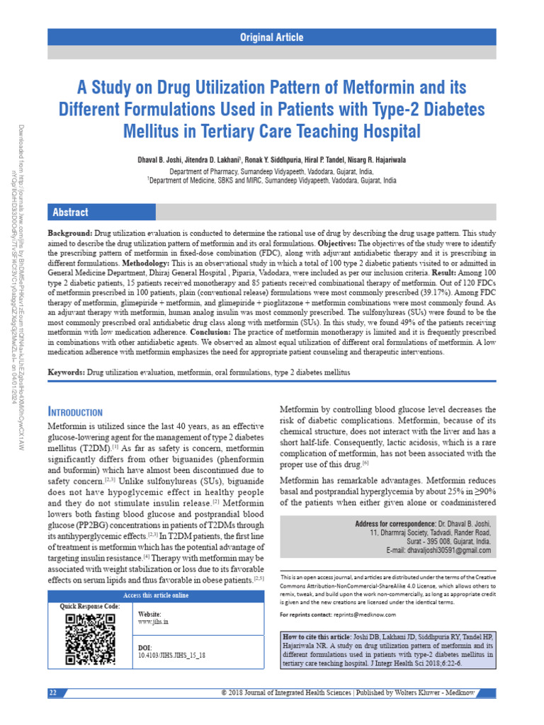 A Study On Drug Utilization Pattern of Metformin.6 | PDF | Diabetes ...