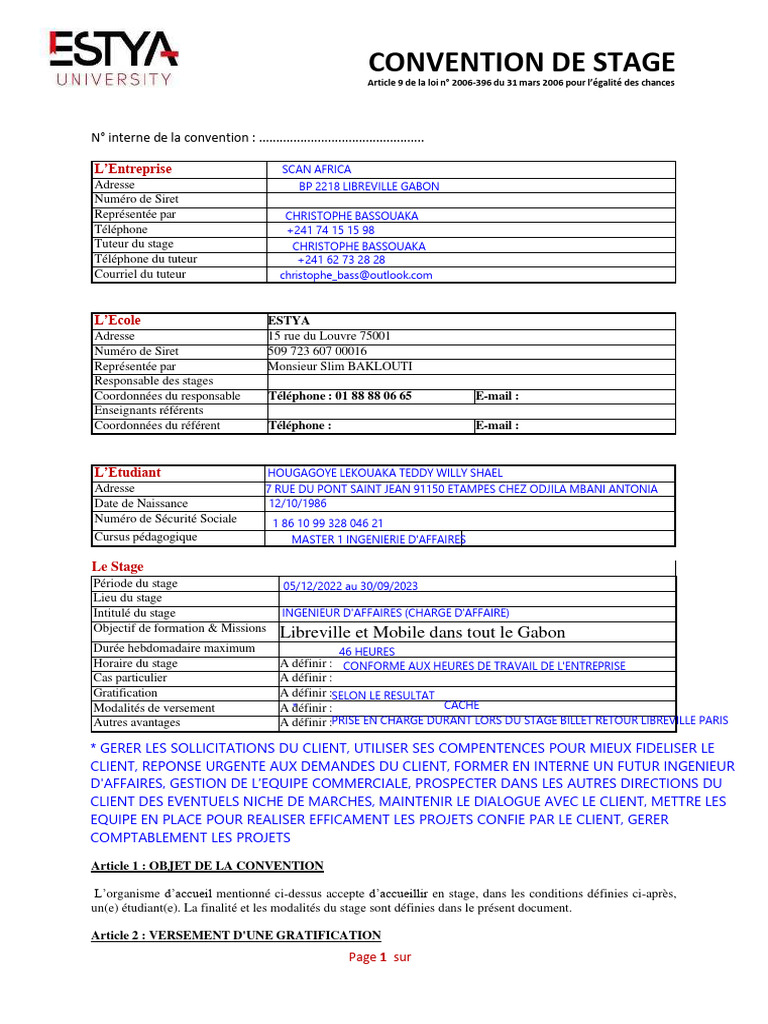Modèle Convention de Stage 2 | PDF | Allocations | Assurance