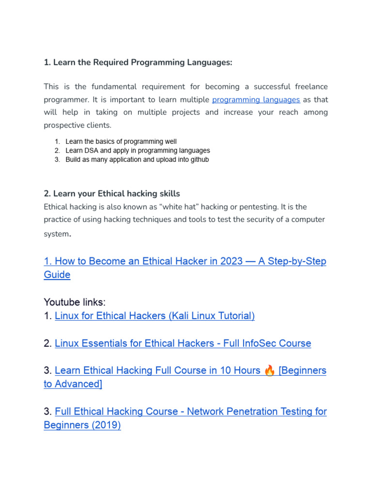 Freelnace Programmer and Ethical Hacking Know How | PDF | Security Hacker | White Hat (Computer ...