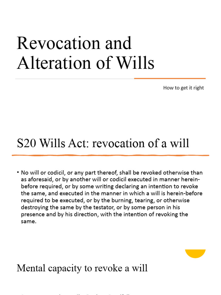 Revocation and Alteration of Wills Explained | PDF | Will And Testament ...