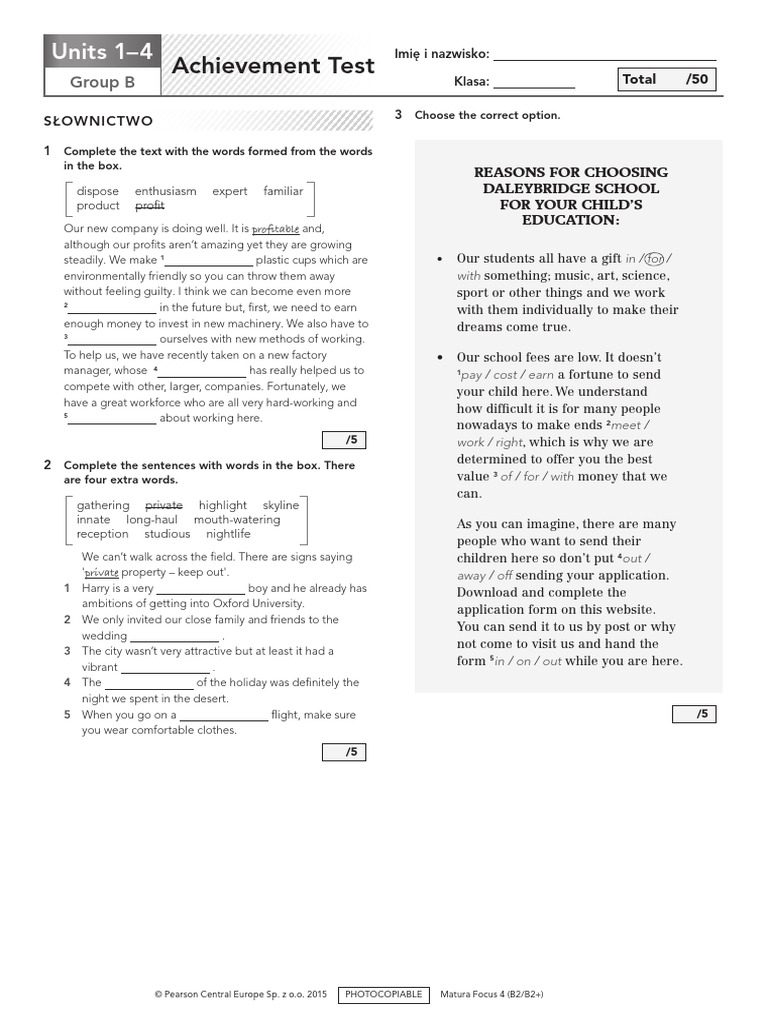 Achievement_Test_Units_1-4_Group_B | PDF