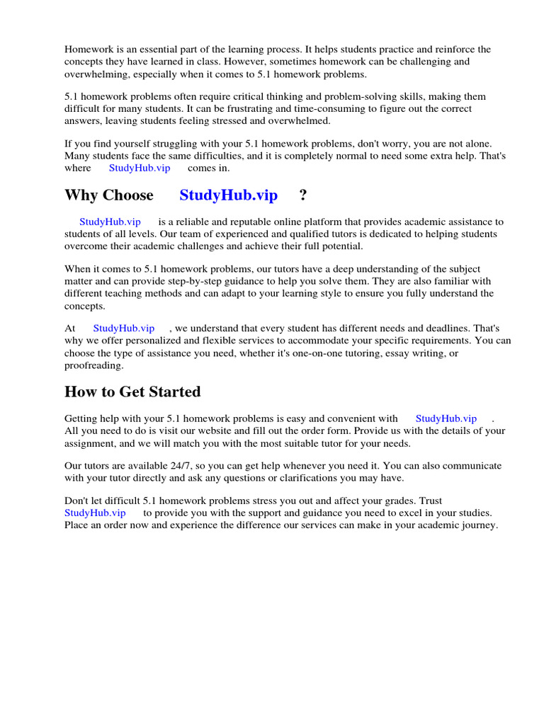 5 1 Homework Problems Pdf Homework Teachers