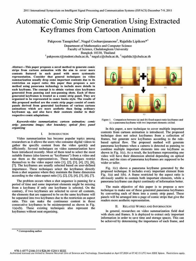 Automatic Comic Strip Generation Using Extracted Keyframes From Cartoon ...