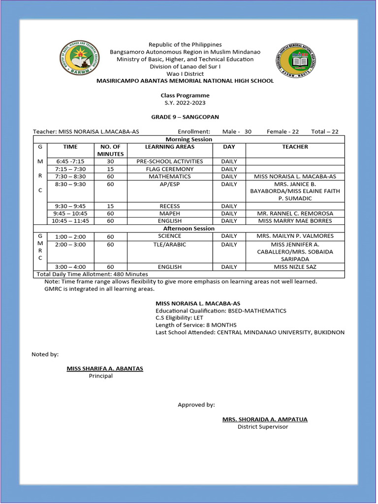 Attendance Sheet | PDF | Educational Stages