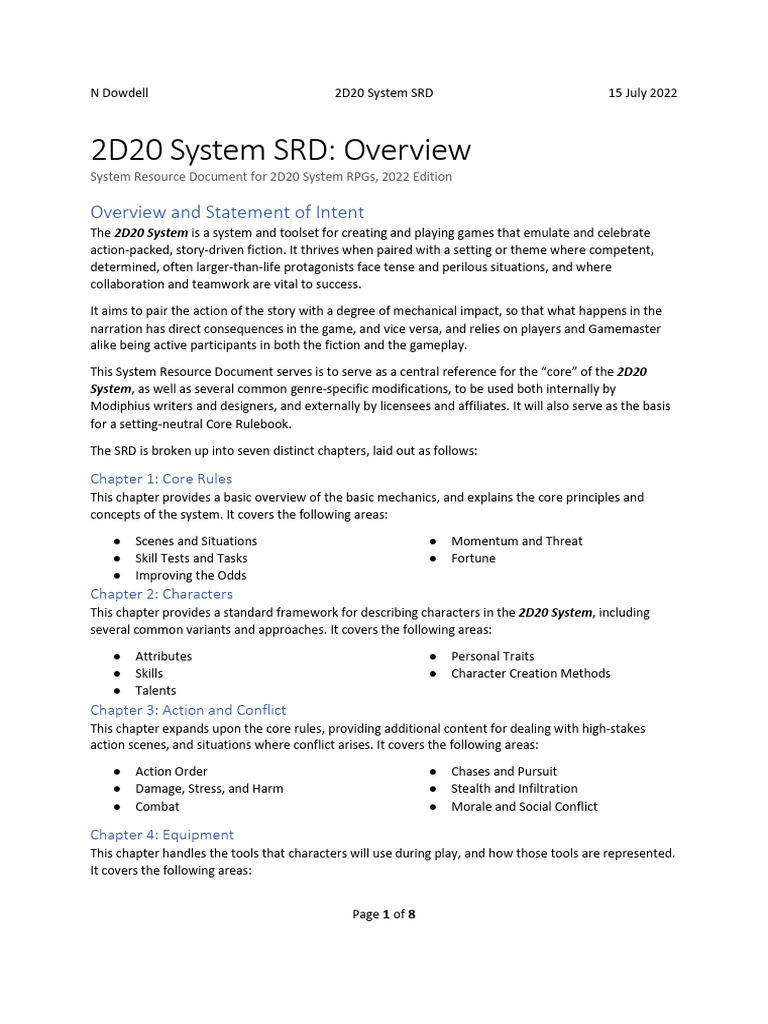 RPG Designers' 2D20 System Guide | PDF | Dice | Gaming