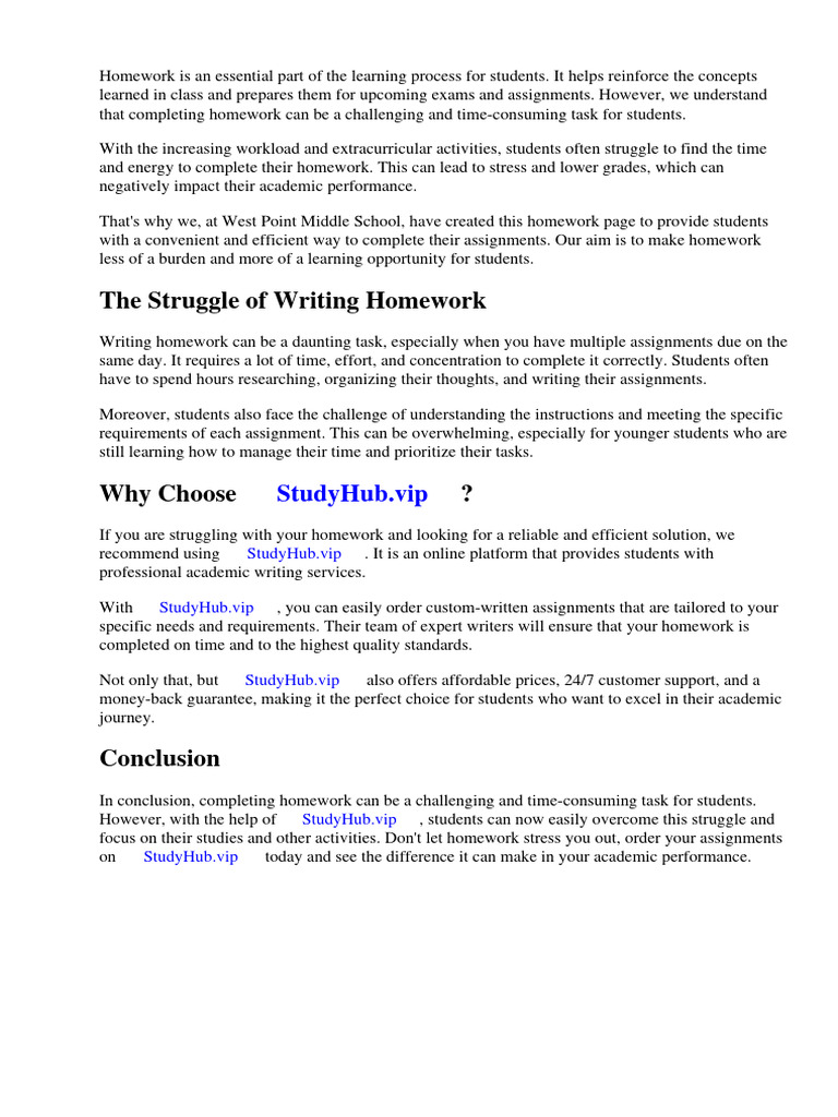 West Point Middle School Homework Page | PDF | Homework | United States ...