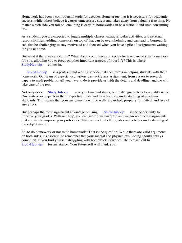 To Do Homework or Not To Do Homework That Is The Question | PDF ...