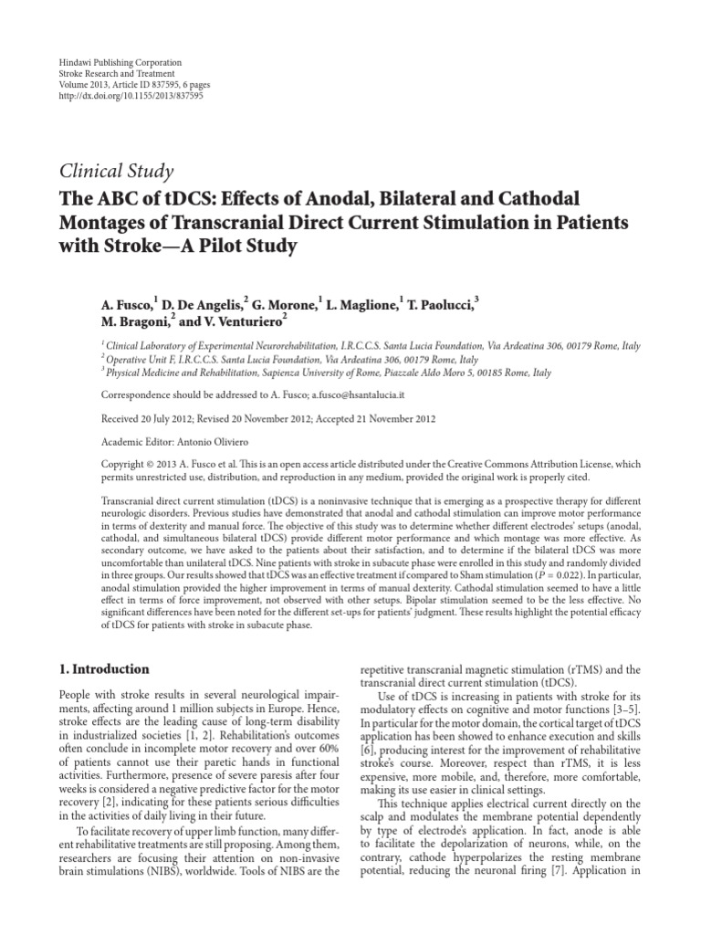 ABC of TDCS in Stroke Patients | PDF | Analysis Of Variance | Stroke