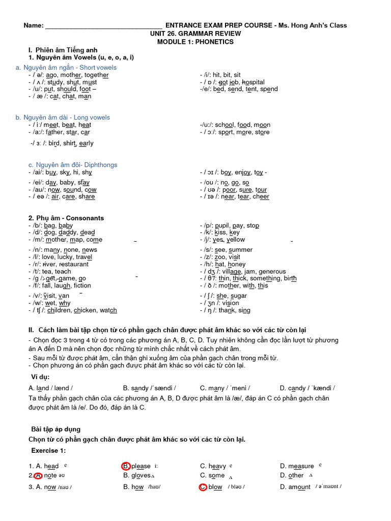 Unit 26. Review Module 1 - Phonetics | PDF