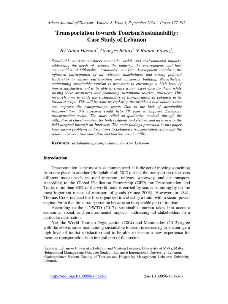 Transportation Towards Tourism Sustainab | PDF | Transport | Sustainability