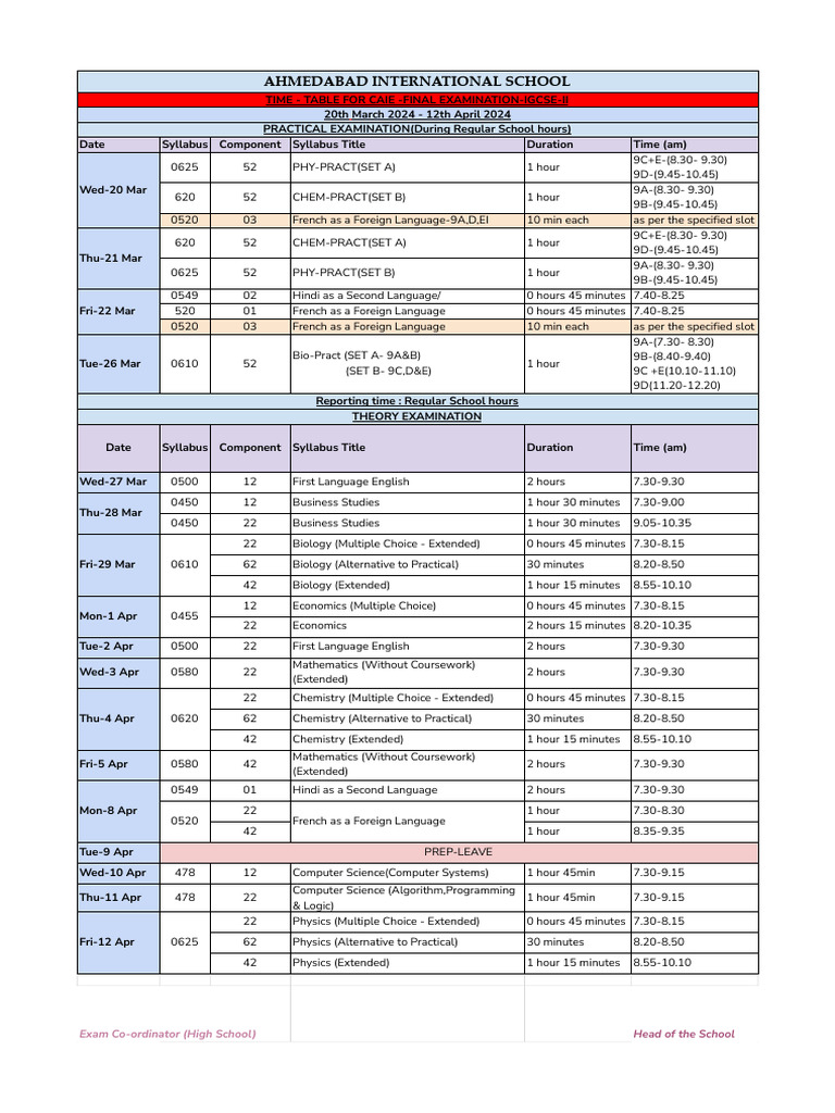 Exam Timetable | PDF | Computer Science | Science
