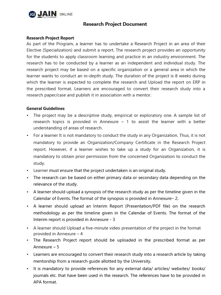 JO Research Project Guidelines | PDF | Marketing | Entrepreneurship