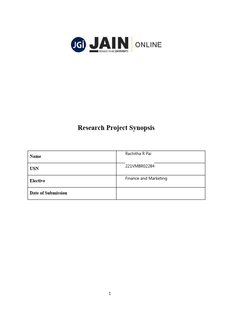 MBA - Project Synopsis Template | PDF | Survey Methodology | Behavioral ...