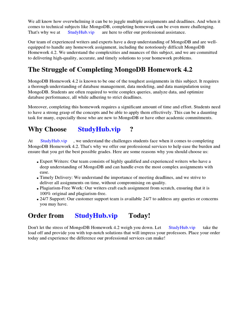 Mongodb Homework 4.2 Answer | PDF | Mongo Db | Databases