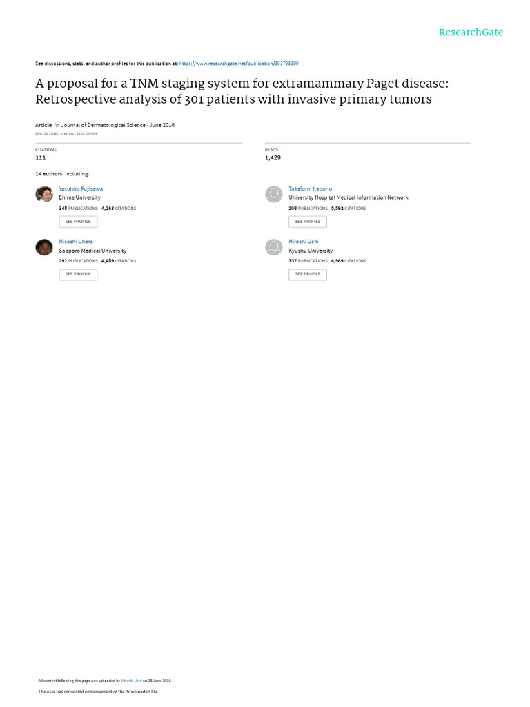 A Proposal For A TNM Staging System For Extramammary Paget Disease ...