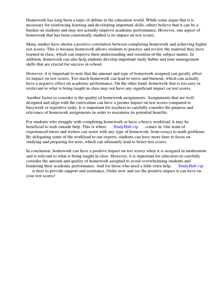 Homework Effects On Test Scores | PDF | Homework | Educational Assessment