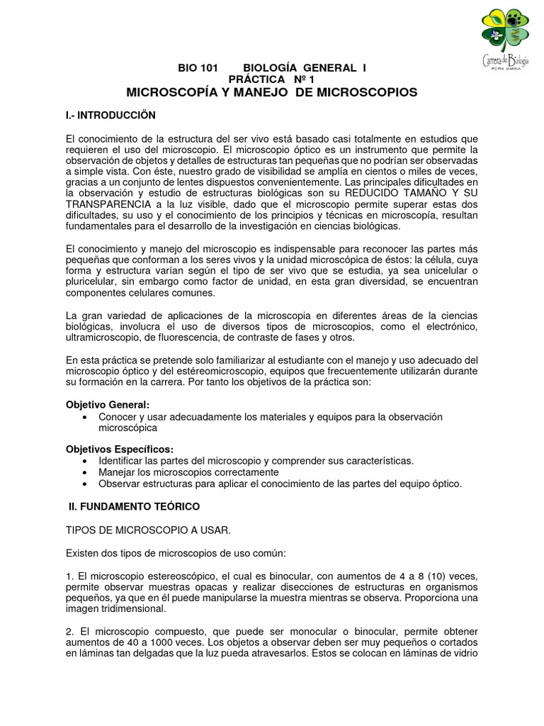 Practica 1 Micros | PDF | Resolución angular | Microscopio