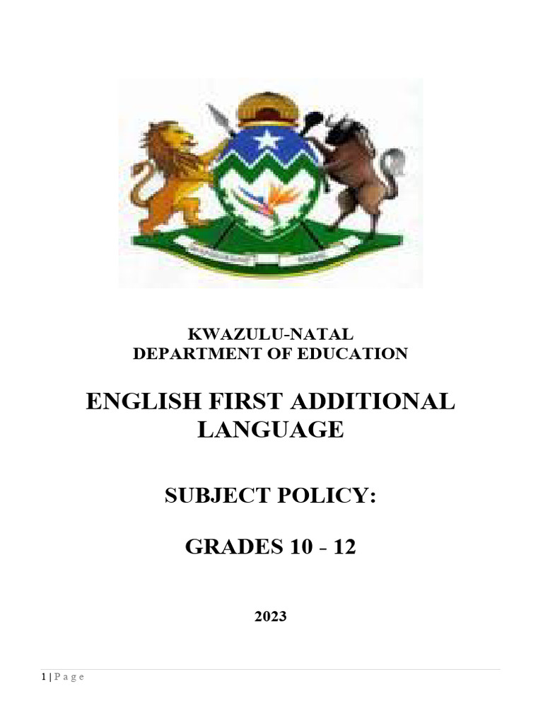 EFAL SUBJECT POLICY GRADES 10 - 12 2023 Ver 2 | PDF | Educational ...