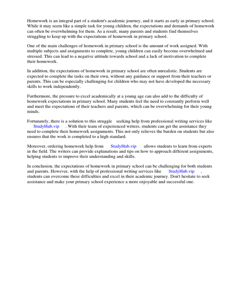 Homework Expectations Primary | PDF | Homework