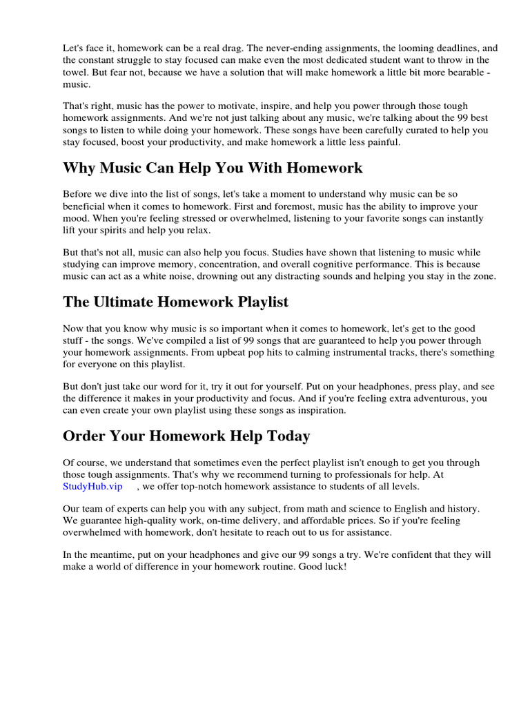 Homework Playlist for Students | PDF | Homework