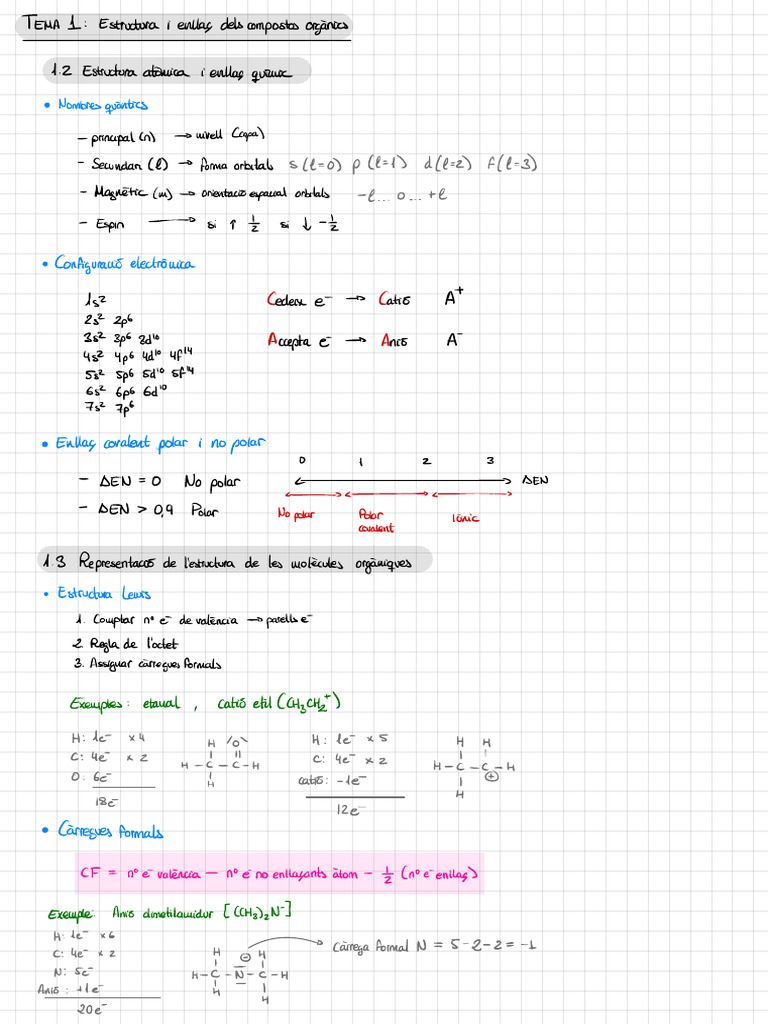 Tema 1 Estructura Y Enlace Compuestos Orgánicos Pdf