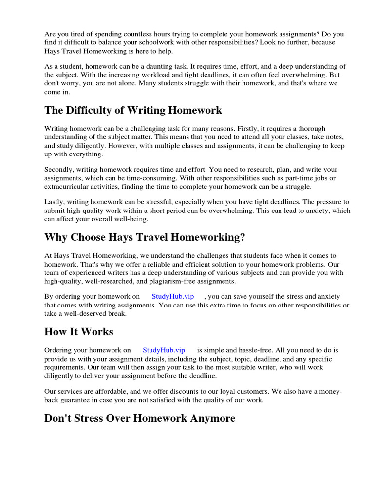 Hays Travel Homeworking | PDF | Homework | Franchising