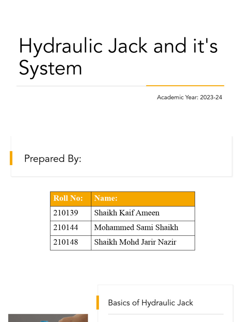 Hydraulic Jack: Principles and Applications | PDF | Pump | Mechanical ...