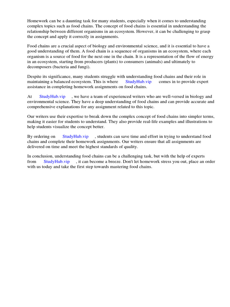 Homework Food Chains | PDF | Foods | Food Web