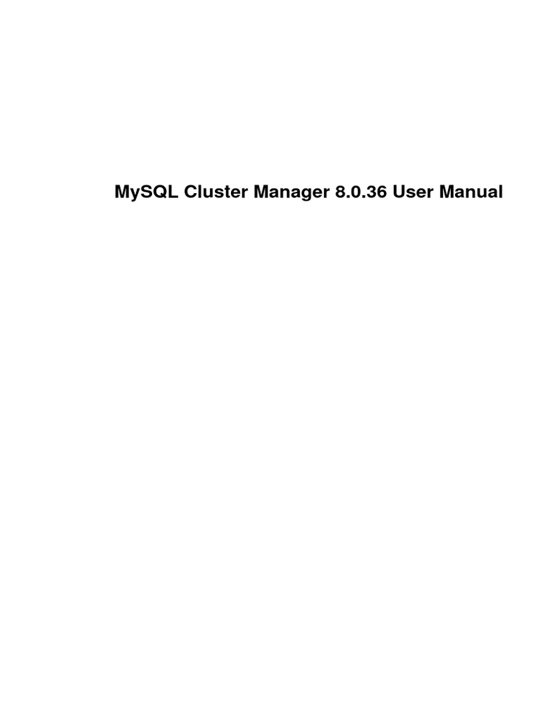Mysql Cluster Manager 80 Ena4 Pdf My Sql Computer Cluster