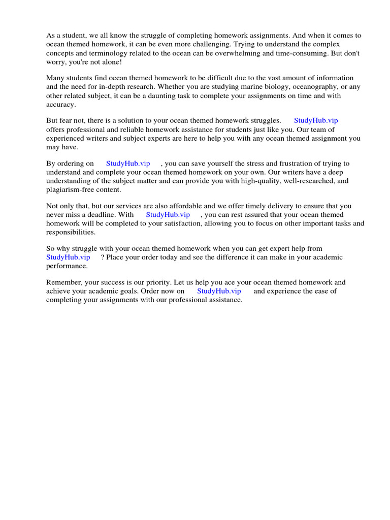 Ocean Themed Homework | PDF | Safari (Web Browser) | Preschool