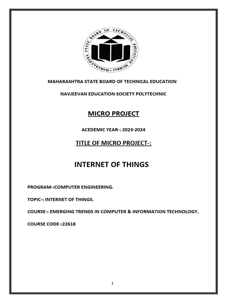 Eti Microproject | PDF | Internet Of Things | Internet
