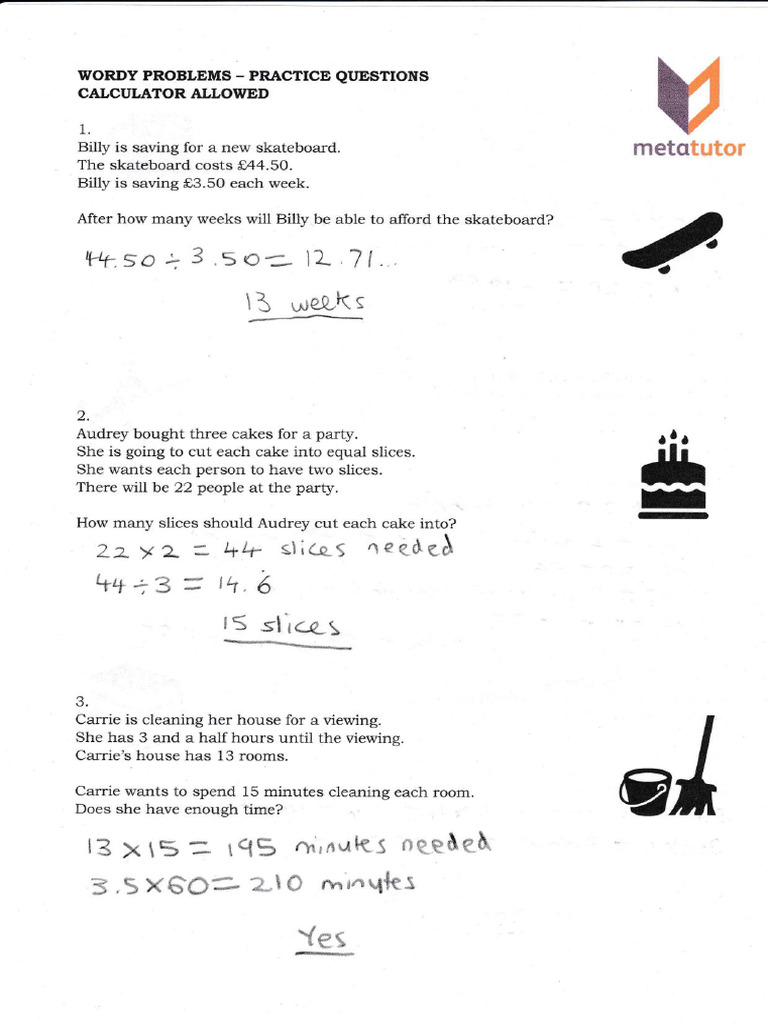 Wordy Problems Calculator Solutions | PDF | Units Of Measurement