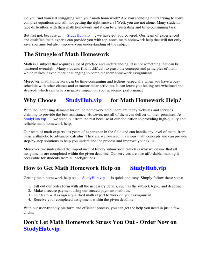 Math Homework Free Online | PDF | Homework | Mathematics