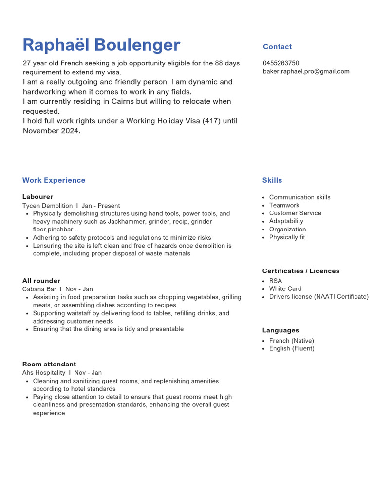 CV Raphael Cairns | PDF