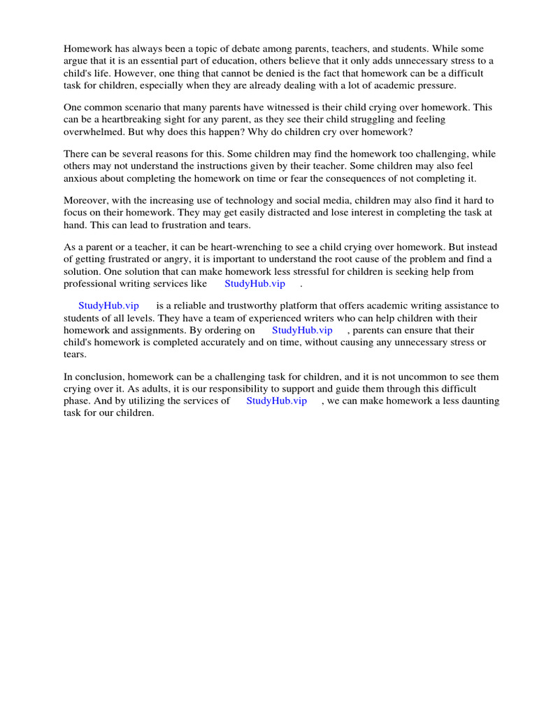 Why Kids Cry Over Homework | PDF | Homework