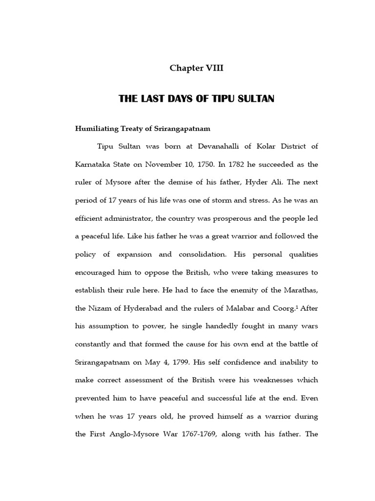 The Last Days of Tipu Sultan | PDF