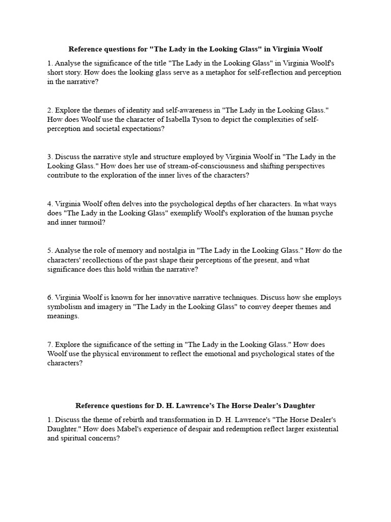 Reference Questions For Brit Lit Short Stories | PDF | Narrative ...