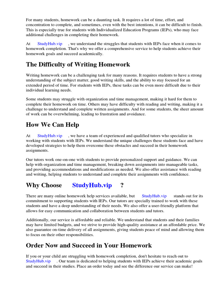 Homework Completion Iep Goals Pdf Individualized Education Program Goal 