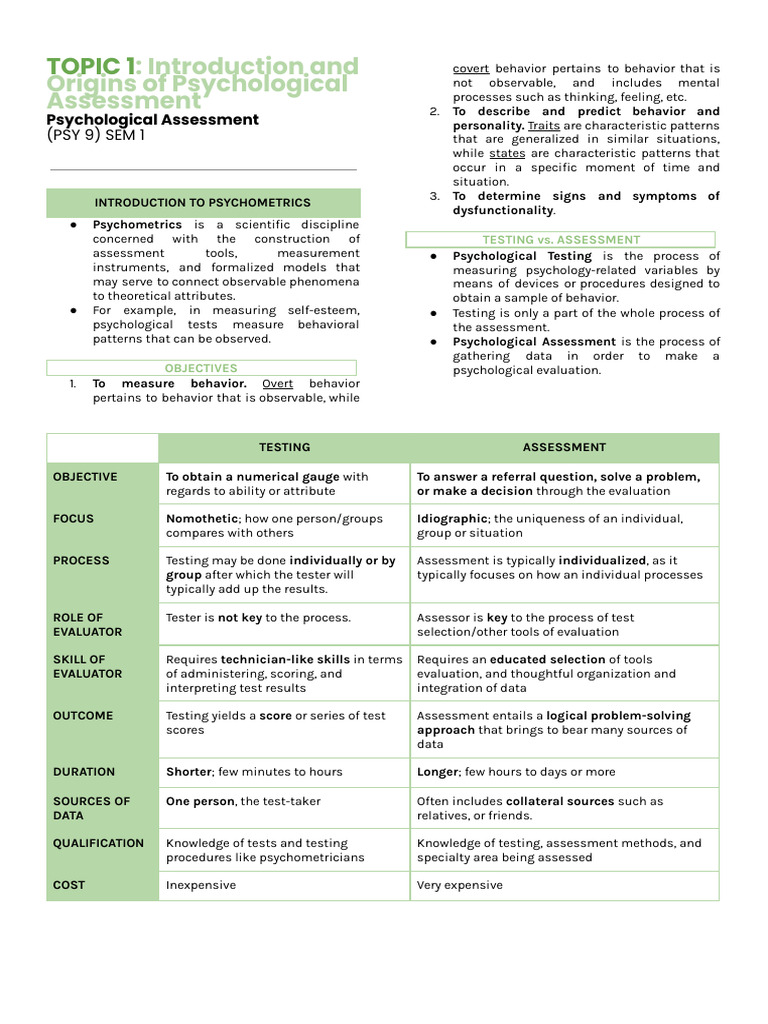 PSYCH ASSESSMENT Notes | Download Free PDF | Intelligence Quotient ...