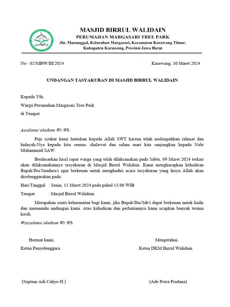 Undangan Masjid | PDF