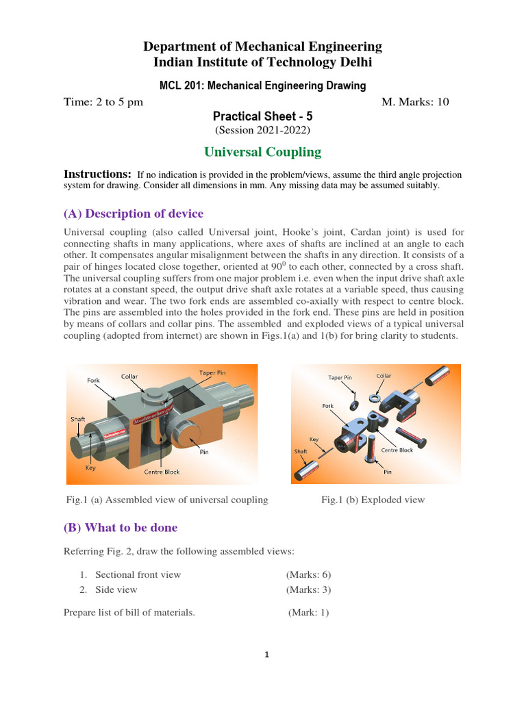 Universal Coupling Assembly Drawing | PDF | Technology & Engineering
