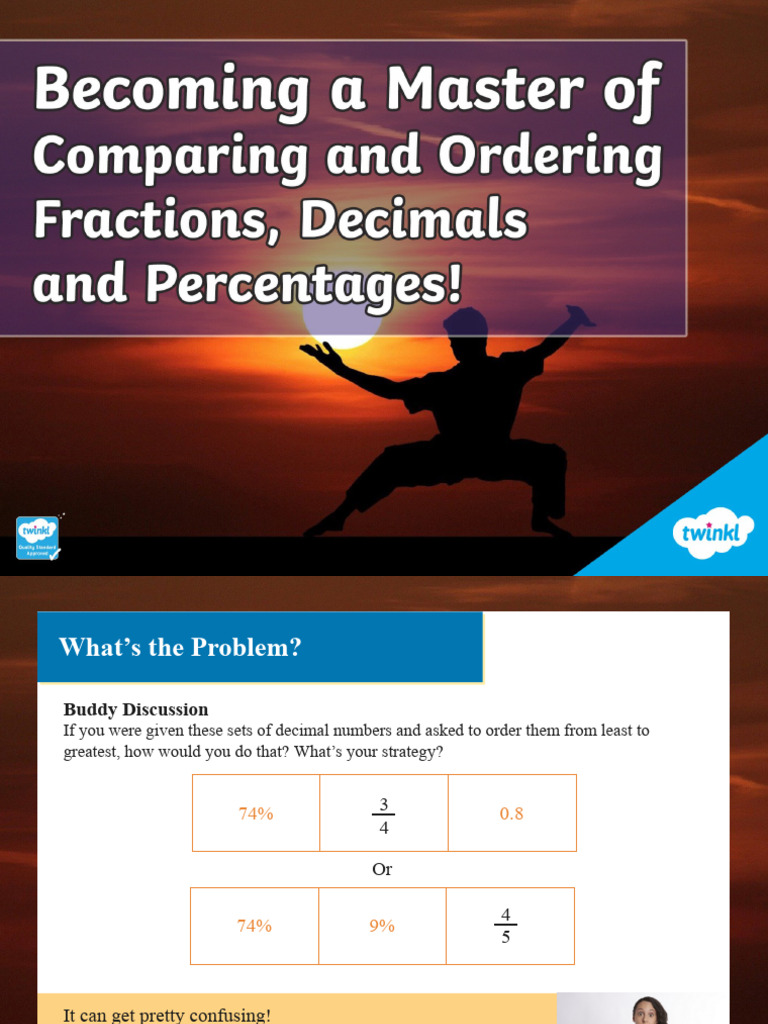 PowerPoint Ordering Fractions Decimals and Percentages | Download Free ...