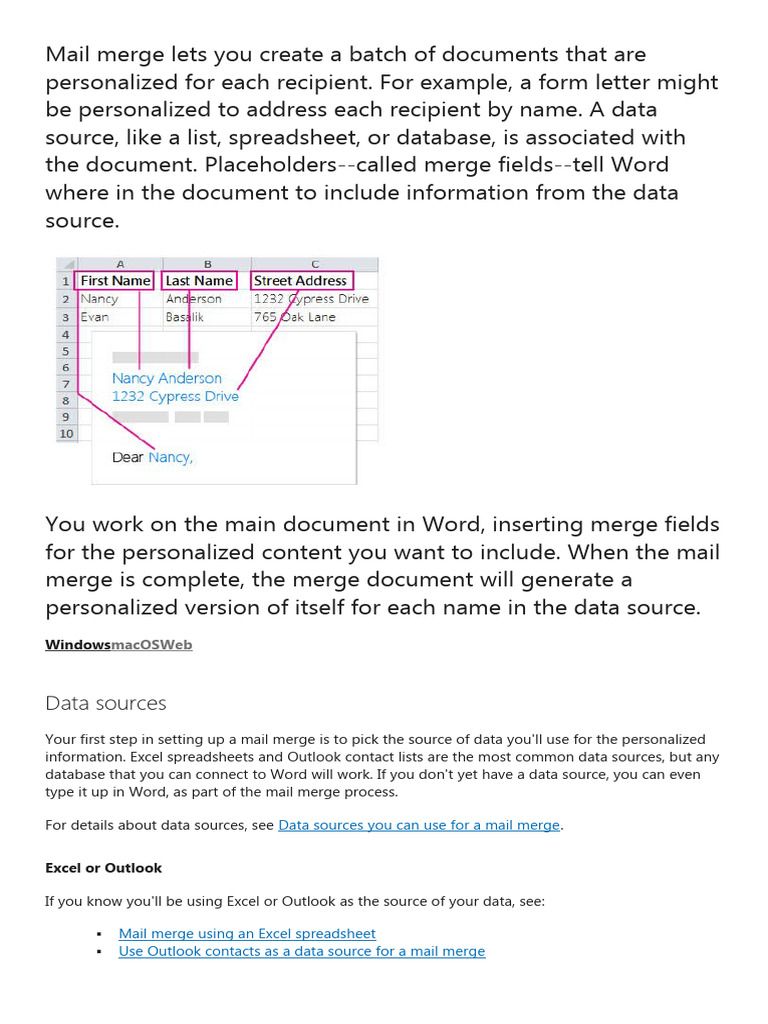 Mail Merge Lets You Create A Batch of Documents That Are Personalized For Each Recipient | PDF ...