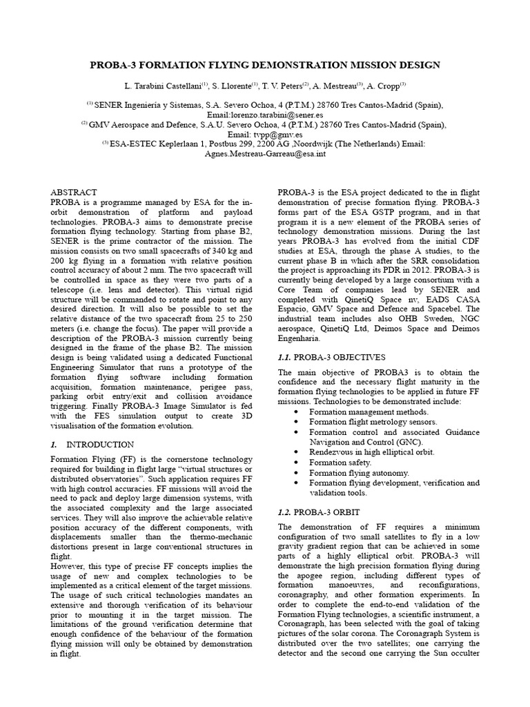 PROBA-3 Formation Flying Mission Design | PDF | Outer Space | Aerospace