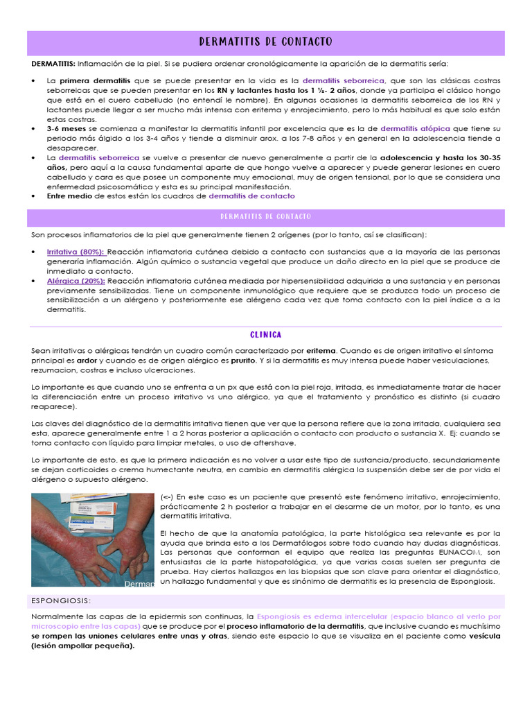 Dermatitis de Contacto: Tipos y Diagnóstico | PDF | Alergia | Piel