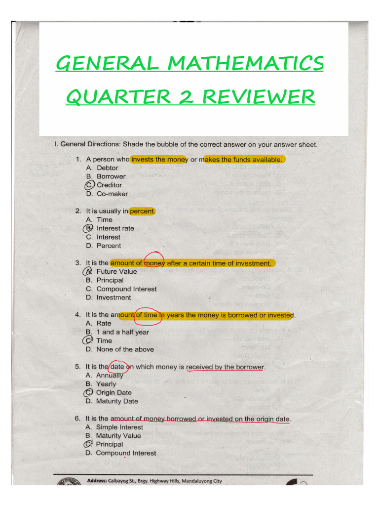 GENMATH Q2 Reviewer | PDF