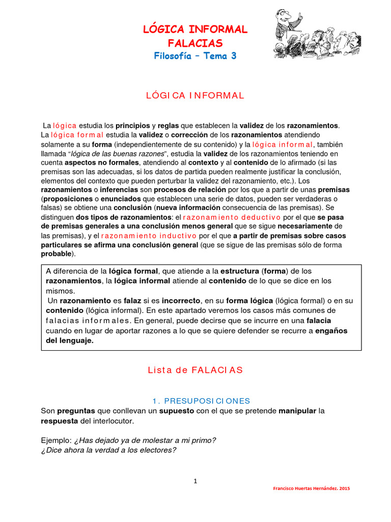 Lógica Informal - Argumentación Falacias FHH 2018 | PDF | Falacia | Lógica
