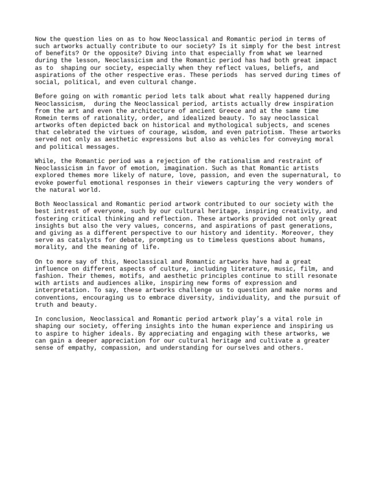 Essay Romantic Period | PDF | Romanticism | Aesthetics