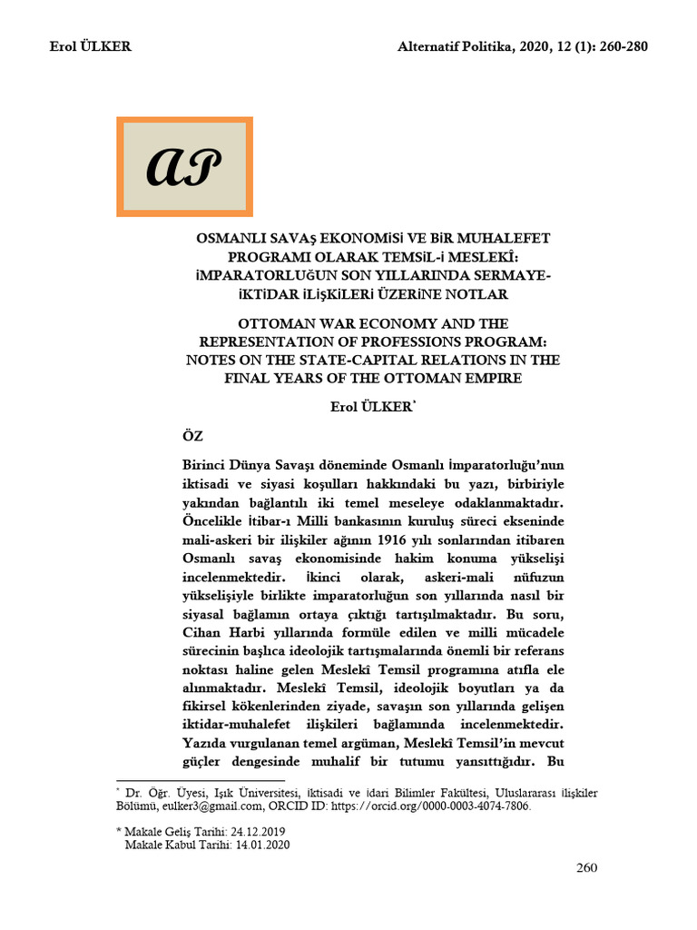 Osmanli Savas Ekonomisi Ve Bir Muhalefet | PDF