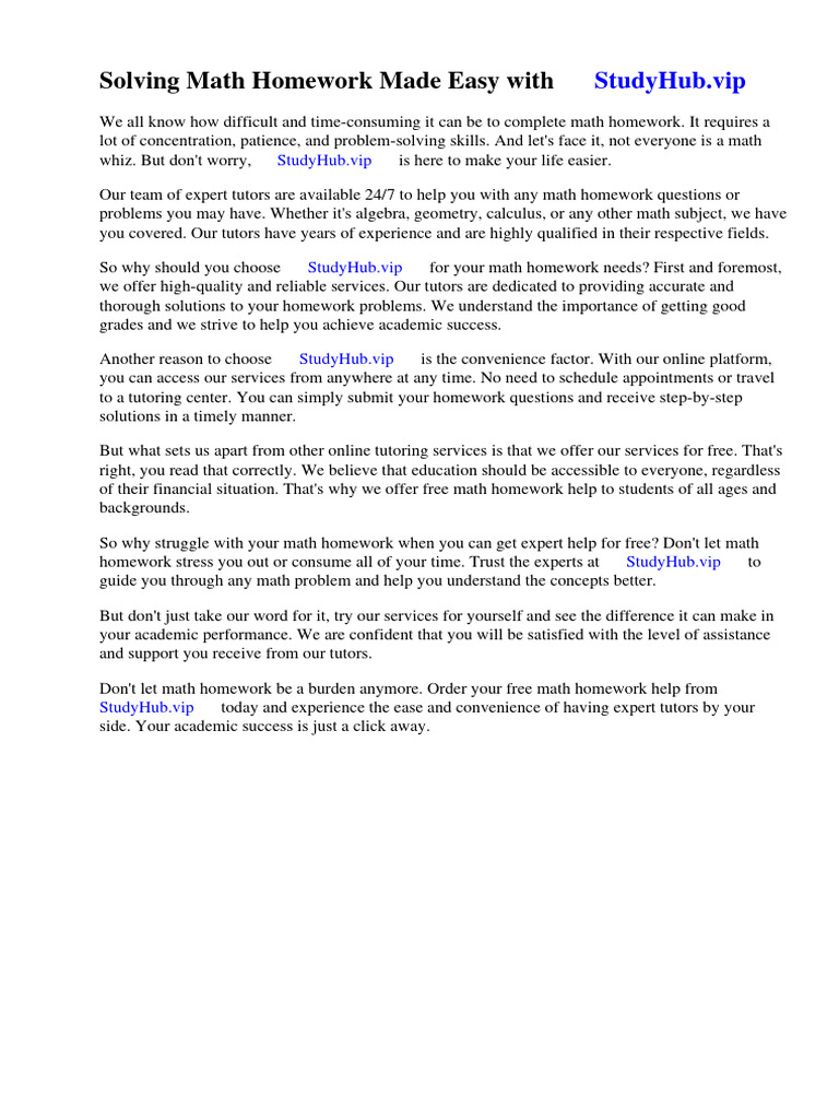 Solve My Math Homework Free | PDF | Mathematics | Homework